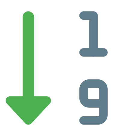 Reorder and sort number in ascending order icon in Tal-revivo color Style