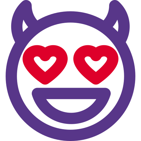 Heart eyes of devil with horns smiling face emoji icon in Tal-revivo ...