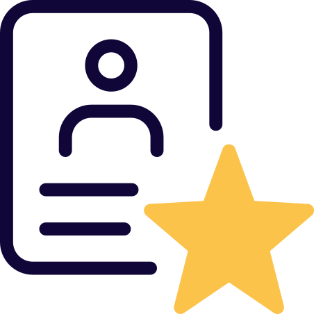 Employee of the month identification card with star symbol icon in Tal ...
