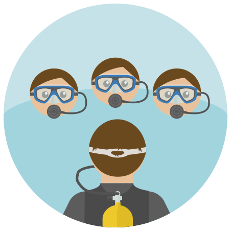 Scuba Diving Team icon in Infographic Style