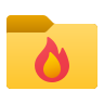Burn Folder icon in Cute Outline Style