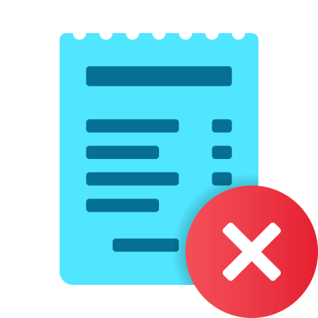 Receipt Declined icon in Windows 11 Color Style