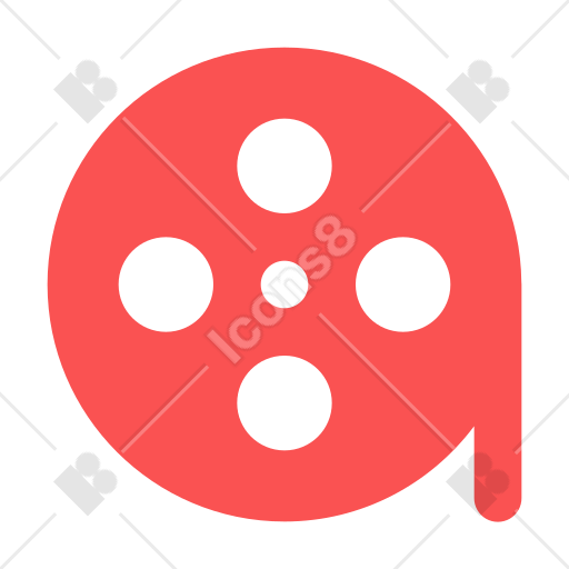 Red Movie Reel Png White Film Reel Icon Isolated With Long Shadow Red