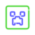 Minecraft Creeper icon in Neon Style