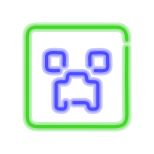 Minecraft Creeper icon in Neon Style
