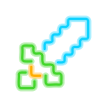 Minecraft Sword icon in Neon Style