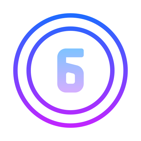Circled 6 icon in Gradient Line Style