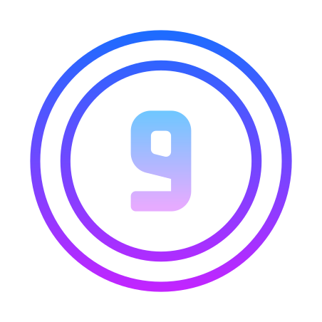 Circled 9 icon in Gradient Line Style