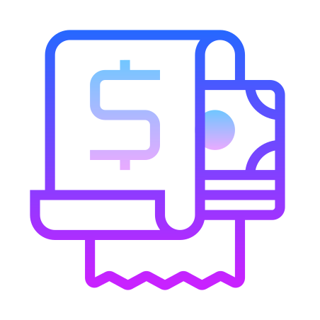 Cash Receipt icon in Gradient Line Style
