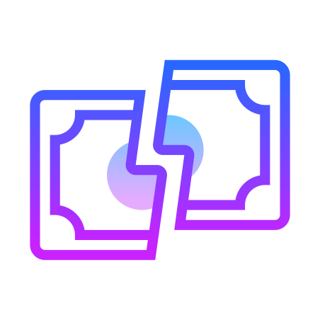 Split Money icon in Gradient Line Style