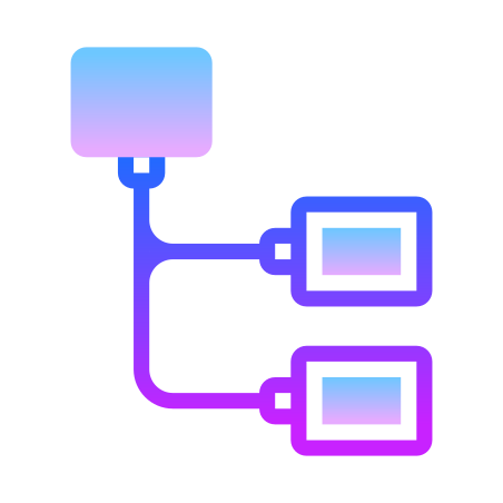 Stacked Organizational Chart Highlighted Parent Node icon in Gradient ...