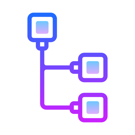 Stacked Organizational Chart icon in Gradient Line Style