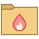 Burn Folder icon in Cute Outline Style