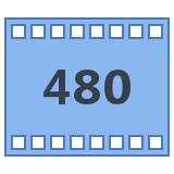 480p icon in Cute Outline Style