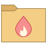 Burn Folder icon in Cute Outline Style
