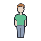 Standing Man icon in Color Hand Drawn Style