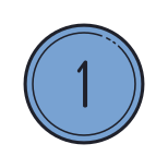 Level 1 icon in Color Hand Drawn Style