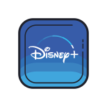 Icône Disney Plus dans le style Color Hand Drawn