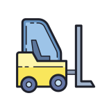Fork Lift icon in Color Hand Drawn Style