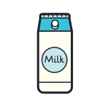 Tetra Pak icon in Color Hand Drawn Style