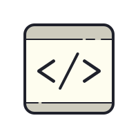 Code icon in Cute Outline Style