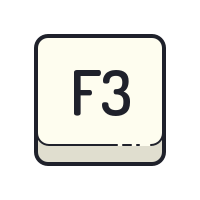 Icono de F3 Key estilo Color Hand Drawn