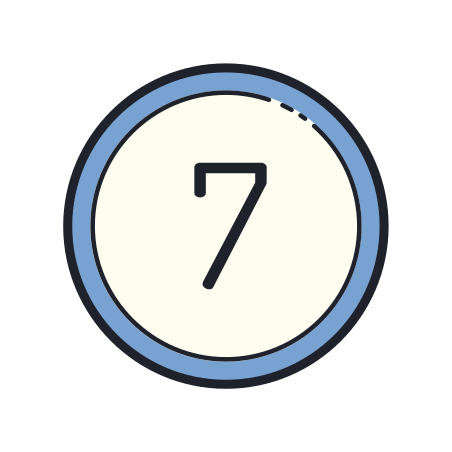 Circled 7 icon in Color Hand Drawn Style
