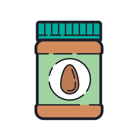 Almond Butter icon in Color Hand Drawn Style