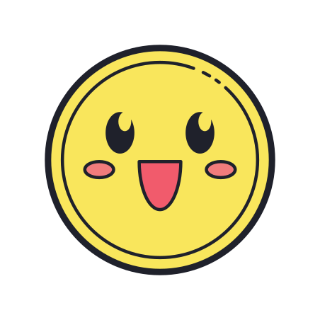 Anime Emoji icon in Color Hand Drawn Style