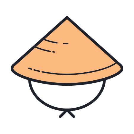Asian Hat icon in Color Hand Drawn Style