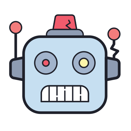 Broken Robot icon in Color Hand Drawn Style