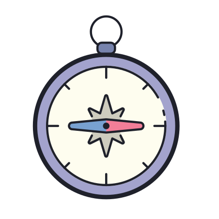 Compass West icon in Color Hand Drawn Style