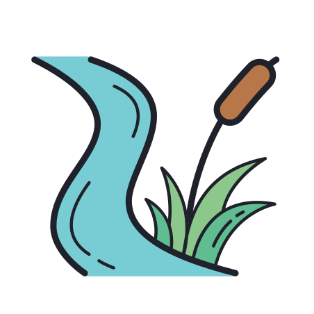 Creek icon in Color Hand Drawn Style