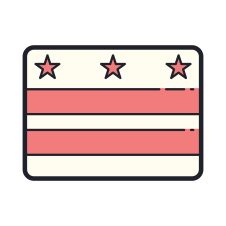District of Columbia Flag icon in Color Hand Drawn Style