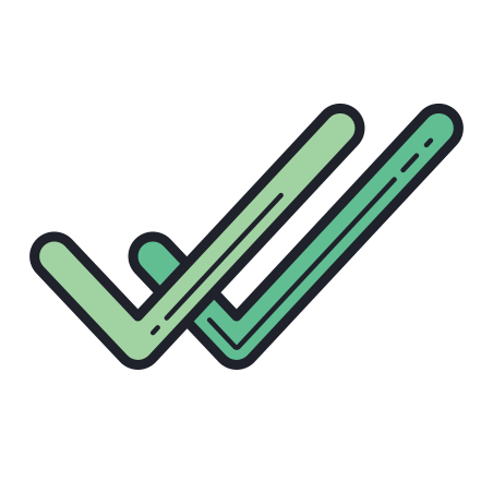 Double Tick icon in Color Hand Drawn Style