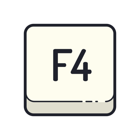 F4 Key icon in Color Hand Drawn Style