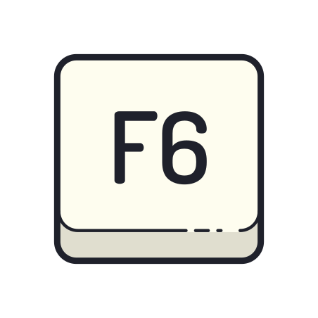 F6 Key icon in Color Hand Drawn Style