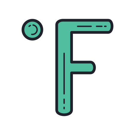 Fahrenheit Symbol icon in Color Hand Drawn Style