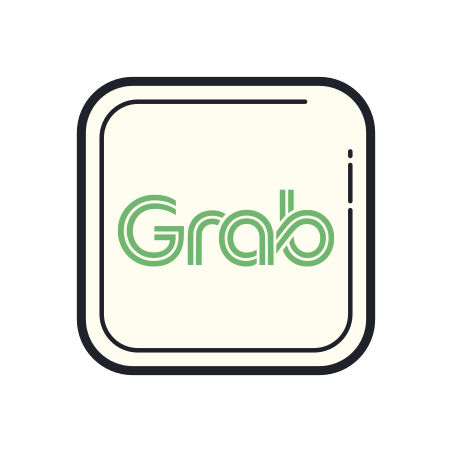 Grab Superapp icon in Color Hand Drawn Style
