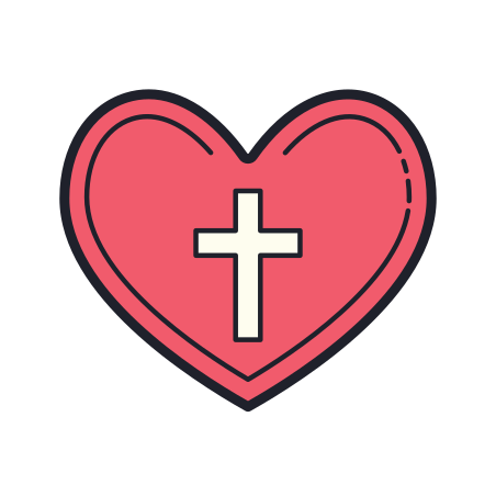 Heart Cross icon in Color Hand Drawn Style
