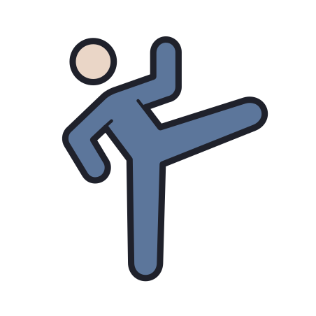 Kicking icon in Color Hand Drawn Style