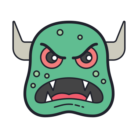 Monster Face icon in Color Hand Drawn Style