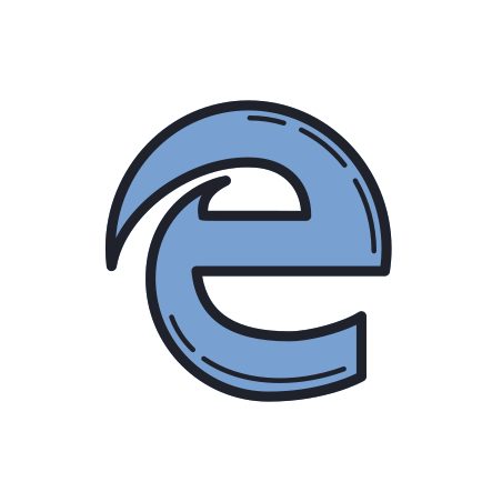 Microsoft Edge icon in Color Hand Drawn Style