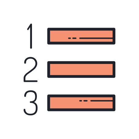 Numbered List icon in Color Hand Drawn Style