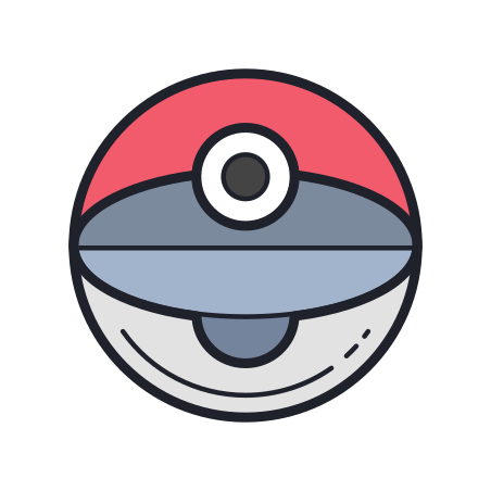 Open Pokeball icon in Color Hand Drawn Style