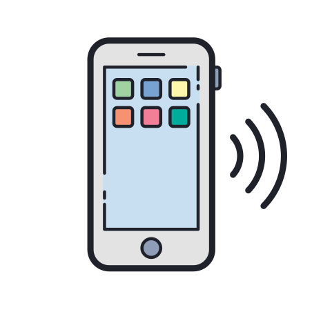 Phonelink Ring icon in Color Hand Drawn Style