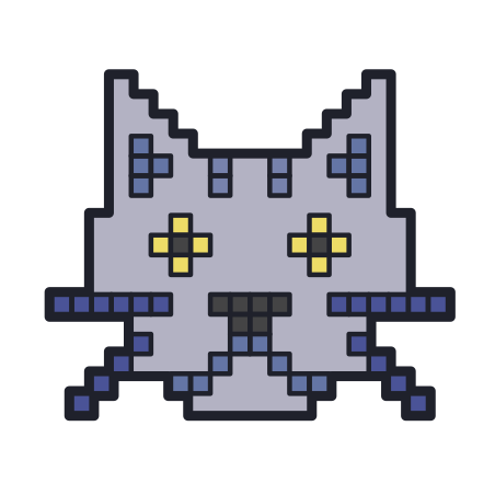 Pixel Cat icon in Color Hand Drawn Style