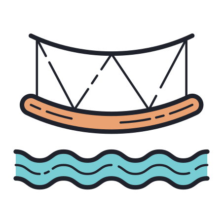 Rope Bridge icon in Color Hand Drawn Style