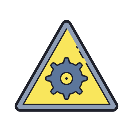 Rotating Parts Hazard icon in Color Hand Drawn Style