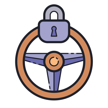 Steering Lock Warning icon in Color Hand Drawn Style